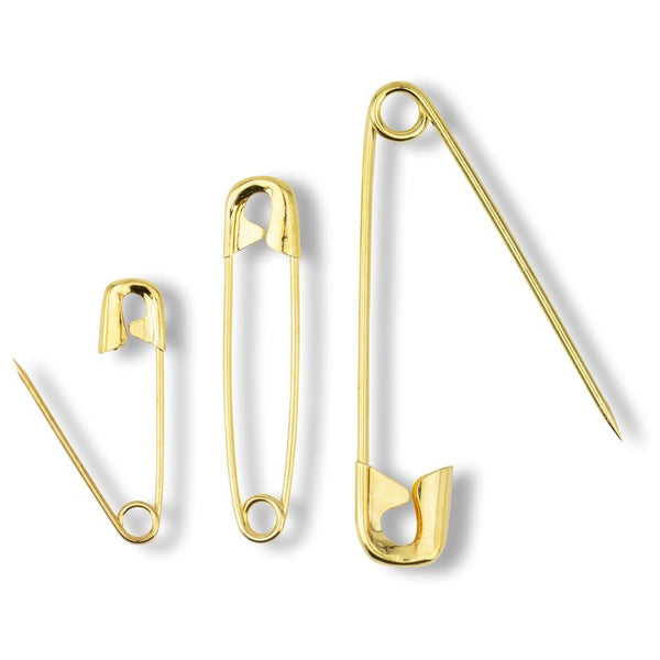 Safety Pins with coil brass gold col 27/38/50 mm – Stitching Kitchen