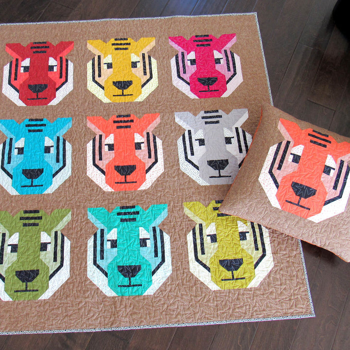 Elizabeth Hartman ANTONIA TIGER quilt and Pillow Pattern – Stitching Kitchen